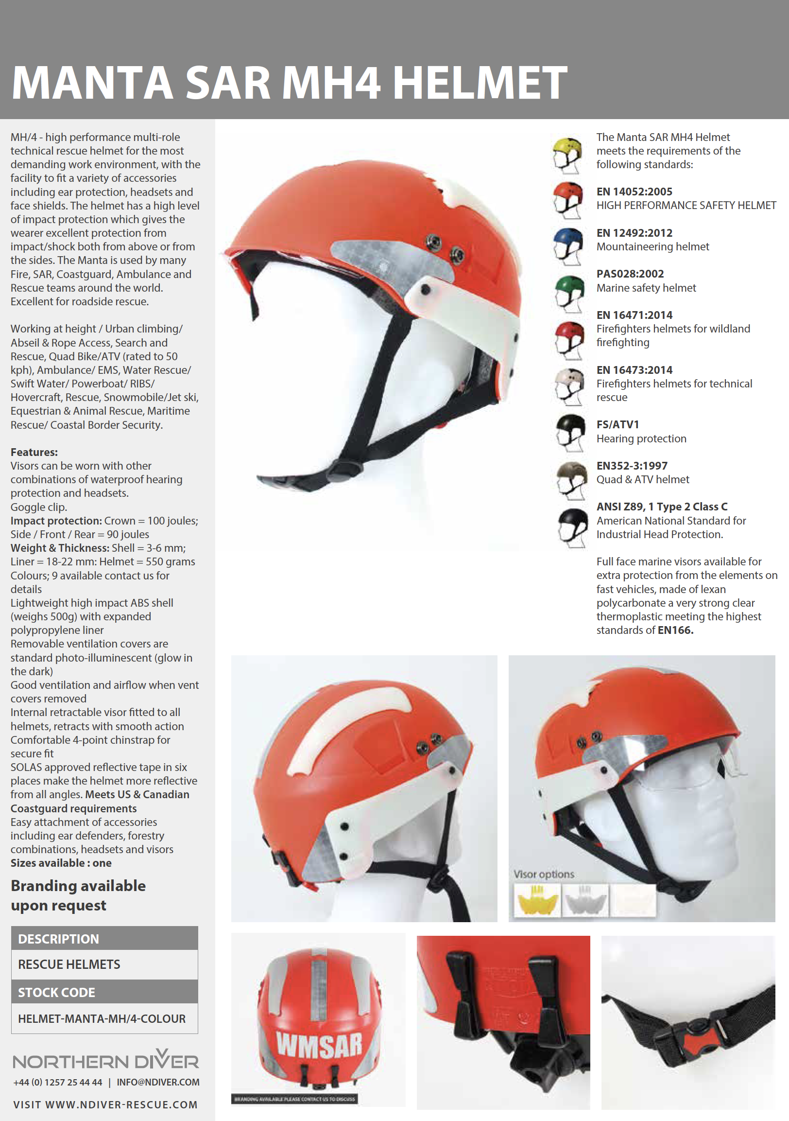 Manta SAR MH4 Helmet | NDiver Rescue
