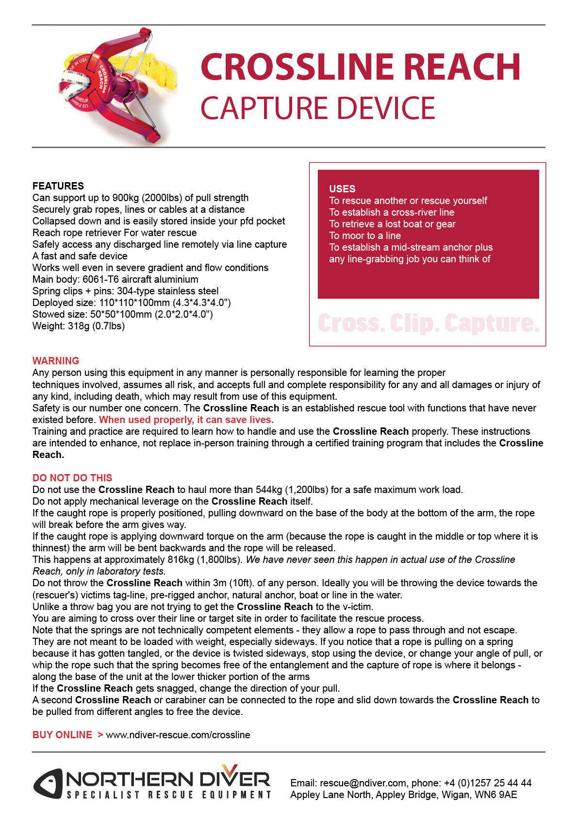 Crossline Reach Capture Device | NDiver Rescue